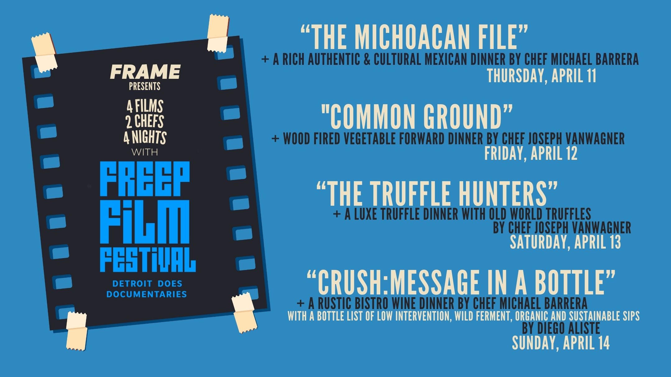 Freep Film Festival at Frame - Four Cinematic Dining Experiences