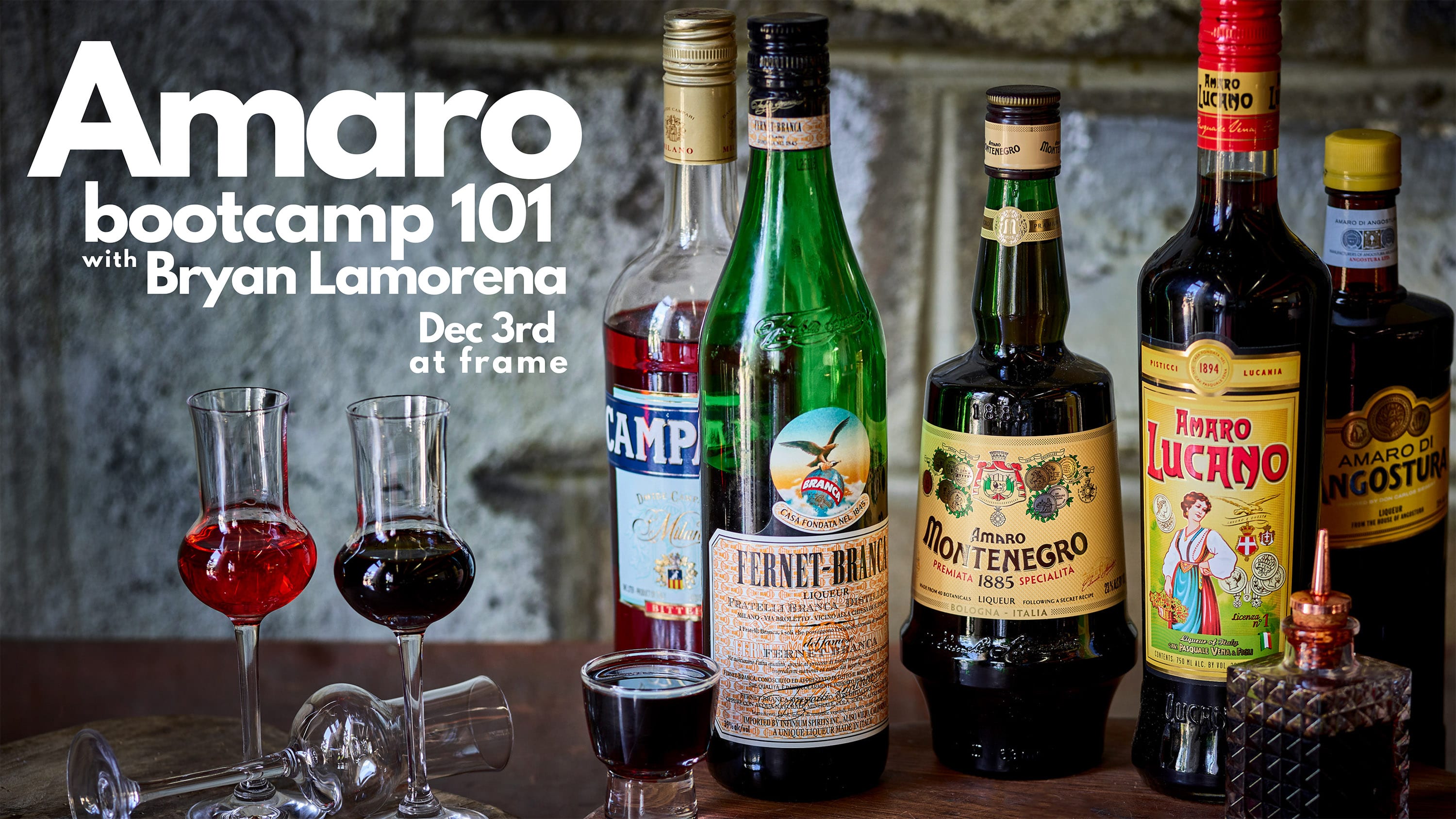Amaro bootcamp 101 with frame's beverage director Bryan Lamorena